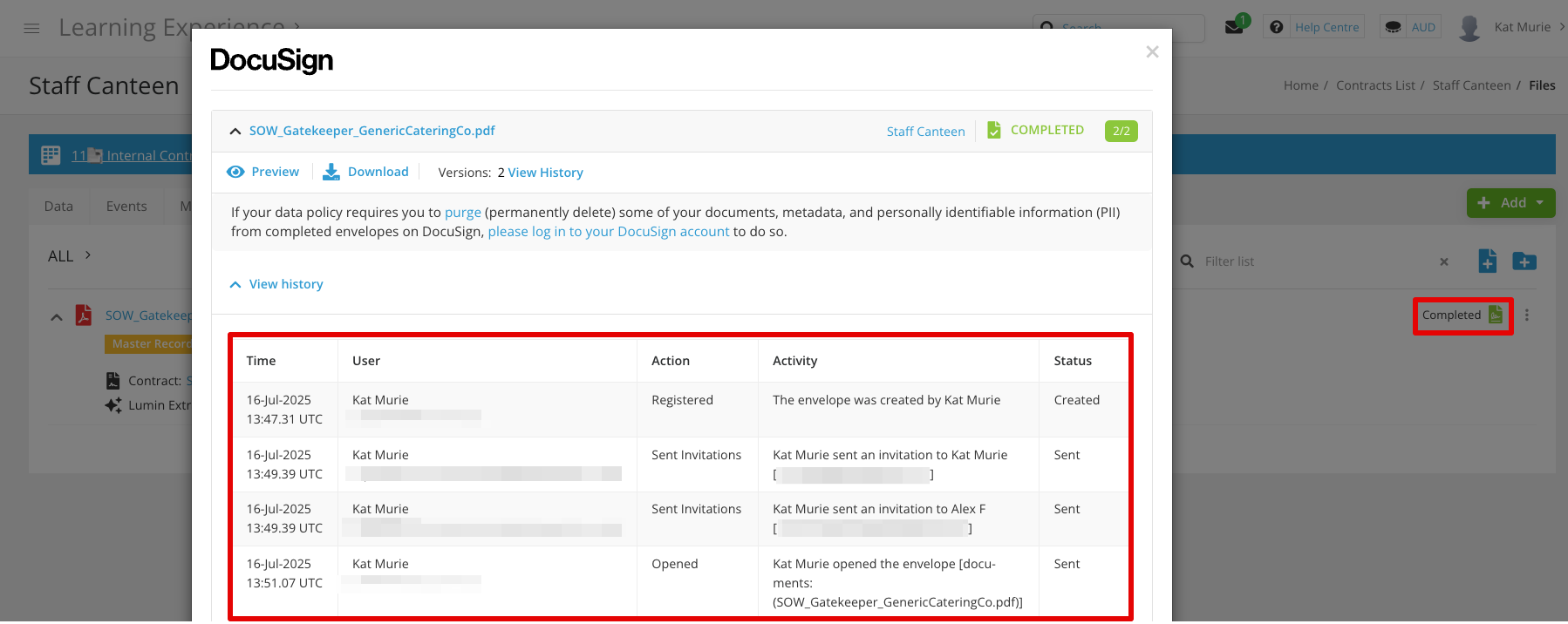 Using DocuSign eSignature within the Gatekeeper Repository